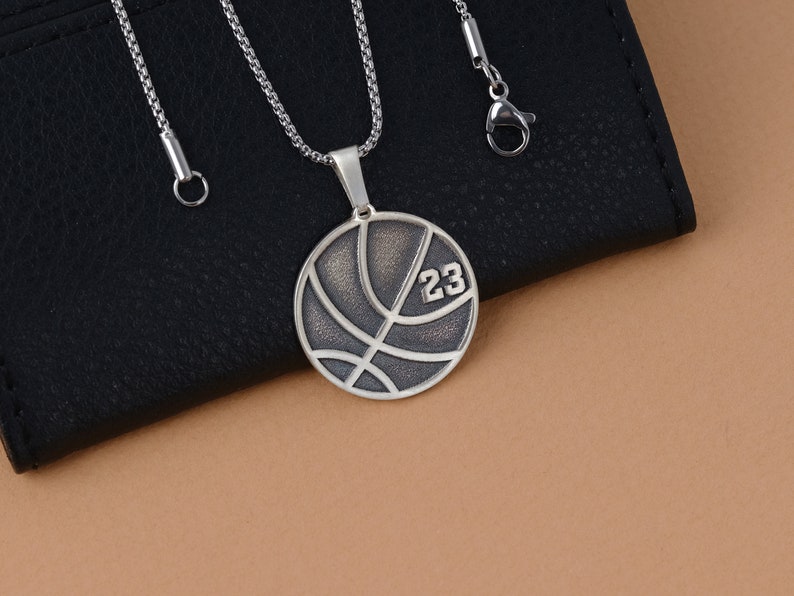 Oxidized Sterling Silver Basketball Pendant Necklace, Sports Jewelry - Etsy