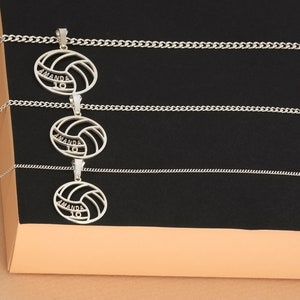 Sport Volleyball Necklace in Sterling Silver Number and Name Silver ...