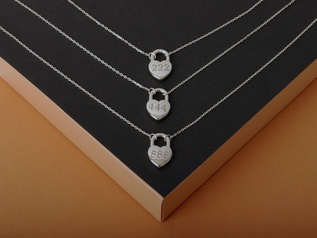 925 Sterling Silver Angel Number Heart Necklace, Lucky Number Pendant ...