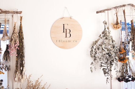 Round Business Sign With Logo engraved Wooden Business - Etsy