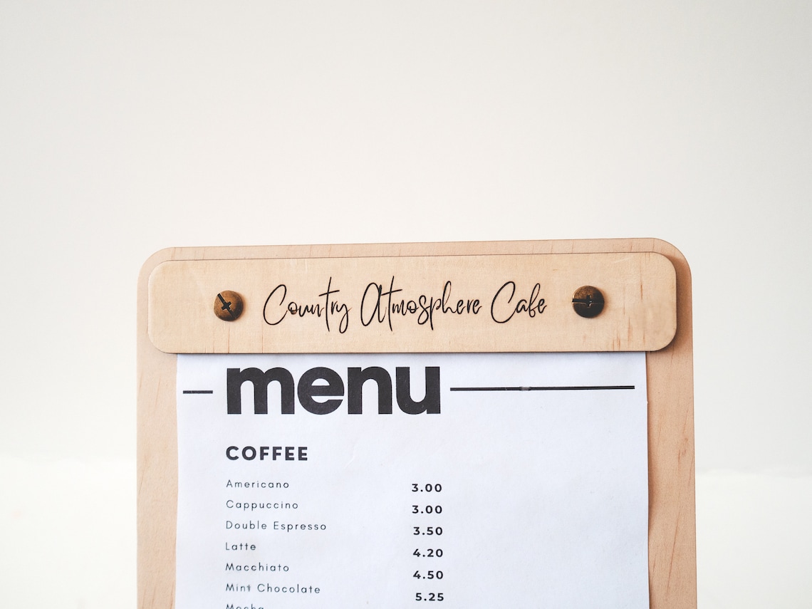 Menu Holder for Restaurants Wooden Menu Holder, Cafe Menu Holder, Bar ...
