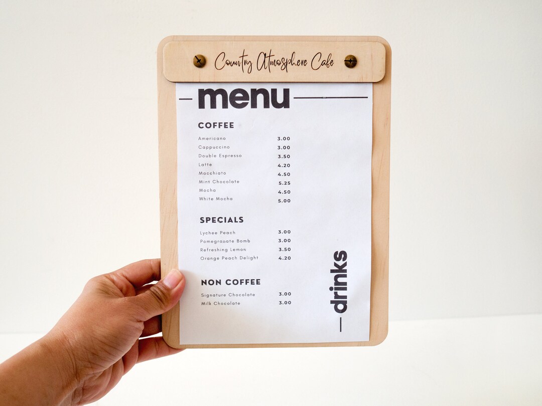 Menu Holder for Restaurants - Wooden Menu Holder, Cafe Menu Holder, Bar ...