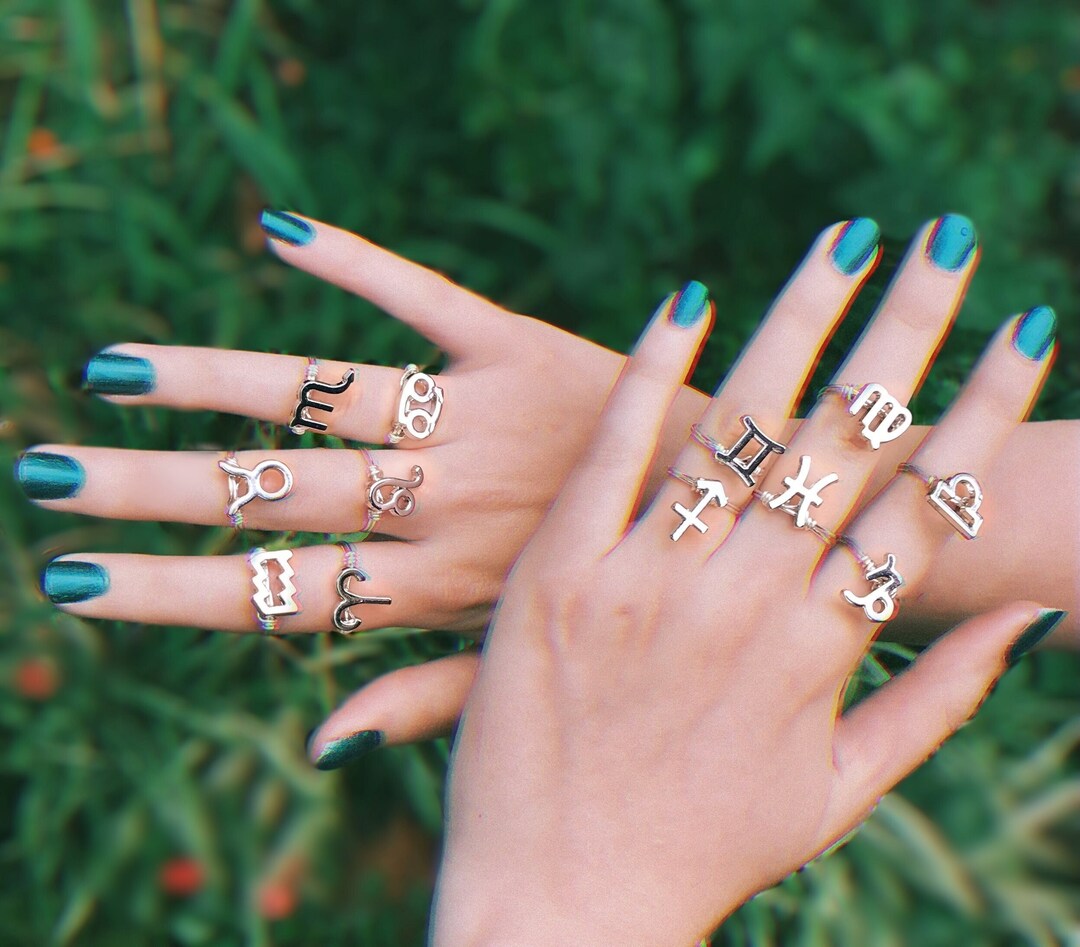 Silver Zodiac Sign Rings, Astrological Sign Rings, Horoscope Rings ...