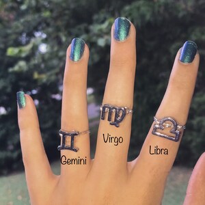 Silver Zodiac Sign Rings, Astrological Sign Rings, Horoscope Rings ...