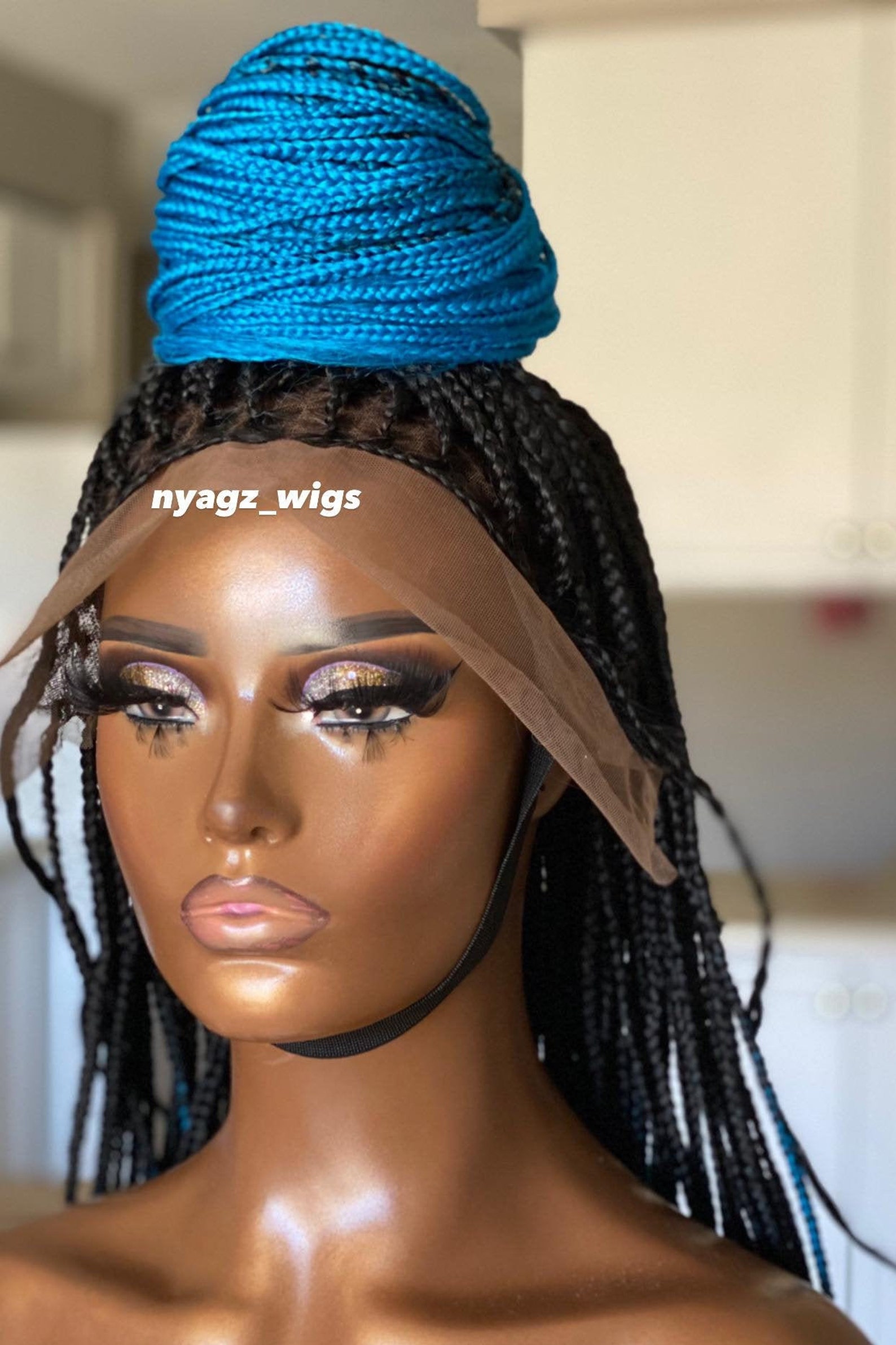 Ombre Blue Knotless Box Braid Wig - Etsy Canada
