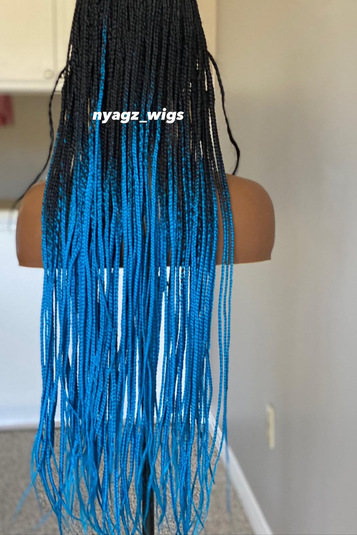 Ombre Blue Knotless Box Braid Wig - Etsy Canada