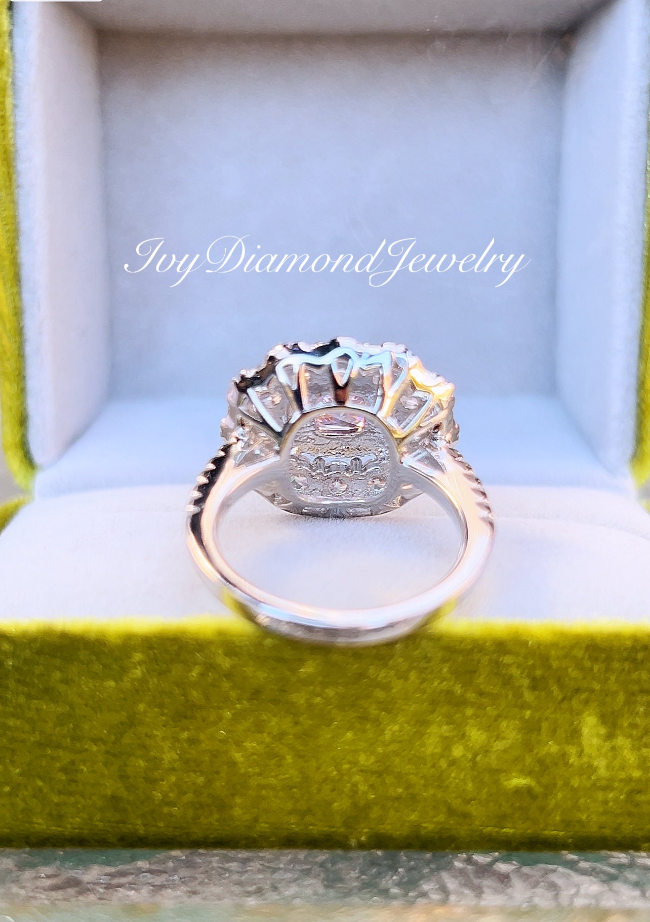 Pink Diamond Square Cut Double Halo Engagement Ring for Women, Fancy ...