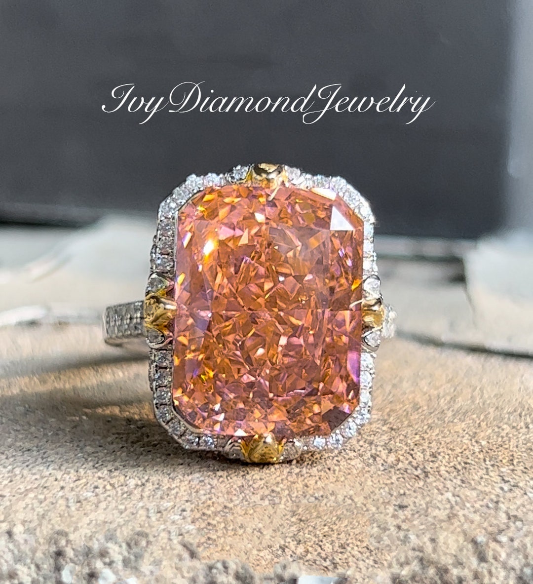 Padparadscha Sapphire Ring, Orang Pink Sapphire Engagement Ring, Gold ...