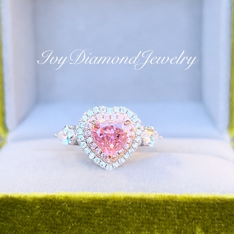 Pink Heart Ring - Etsy