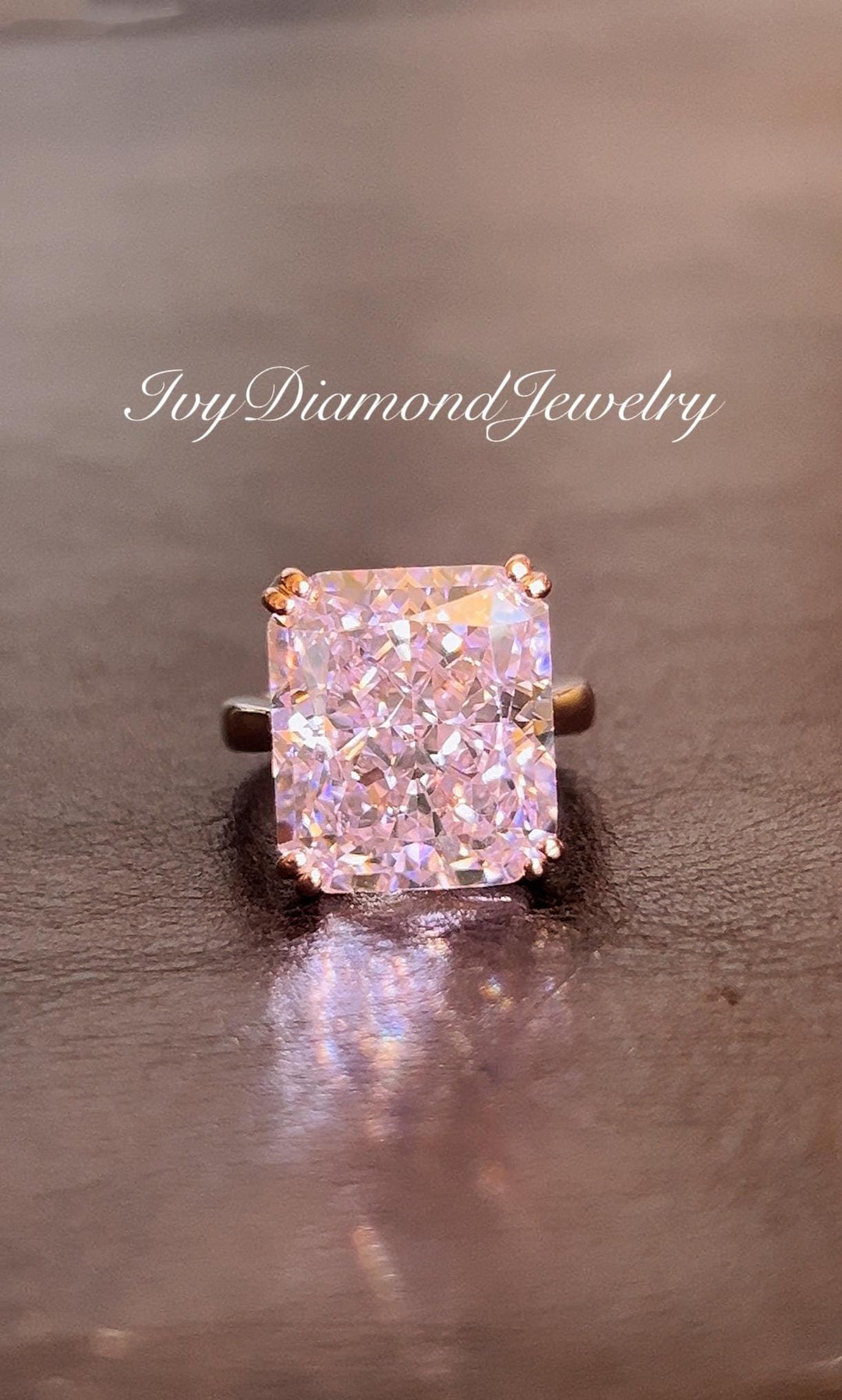 Pink Sapphire Engagement Ring for Women, Radiant Cut Solitaire Pink ...