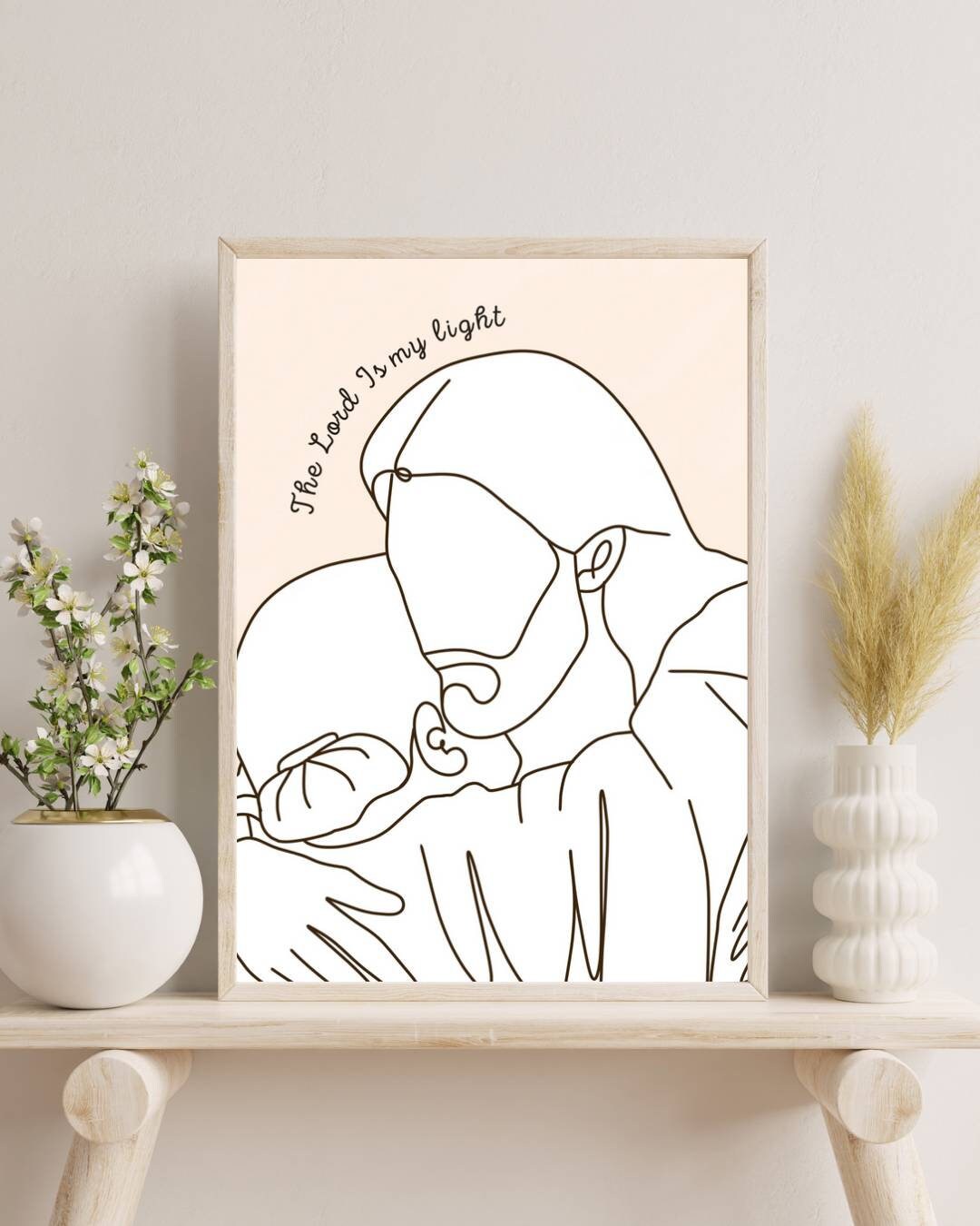 Jesus Line Art, Jesus Wall Art, Printable, Baptism Gift, Jesus Print ...