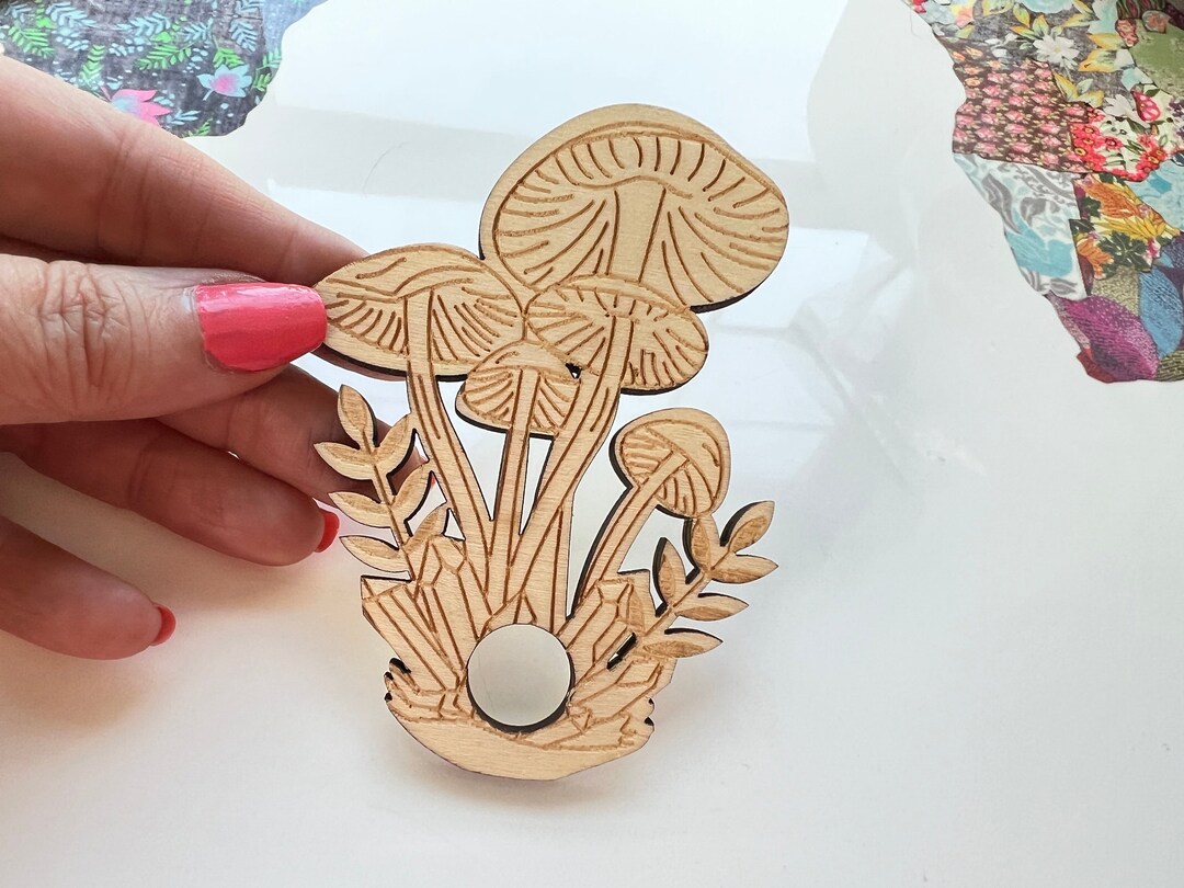 Mushroom Sphere Stand, Laser Carved for Small Spheres, Natural Wood ...