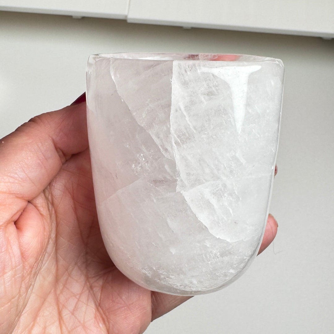 Clear Quartz Cup W/natural Cracks, Crackle Quartz - Etsy