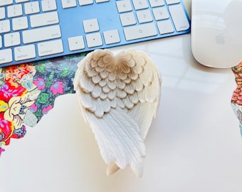 White Angel Heart Wings Bowl, Plaster, Large - Etsy