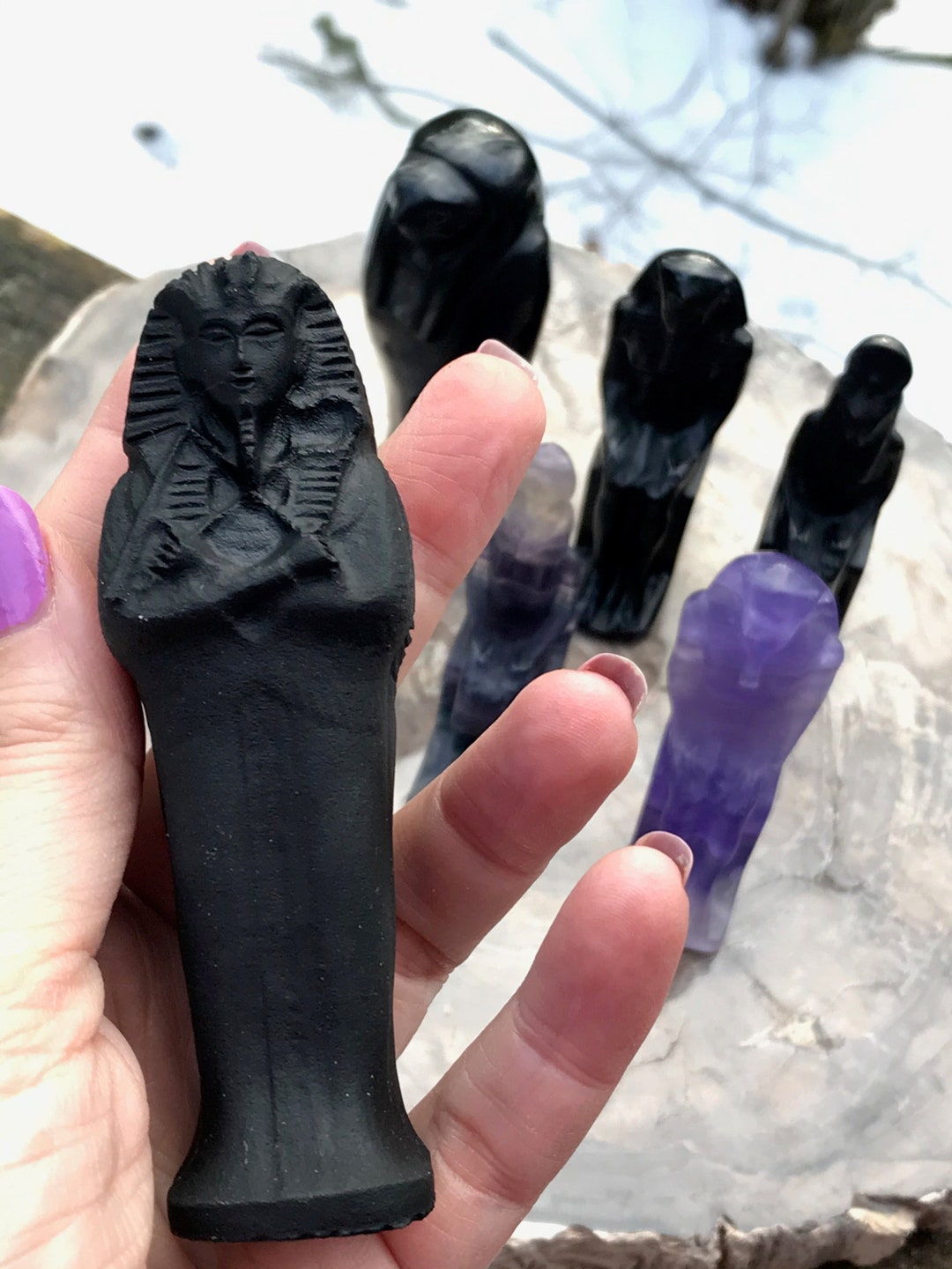 Egyptian Pharaoh Mummy, Black Obsidian, Matte Finish - Etsy