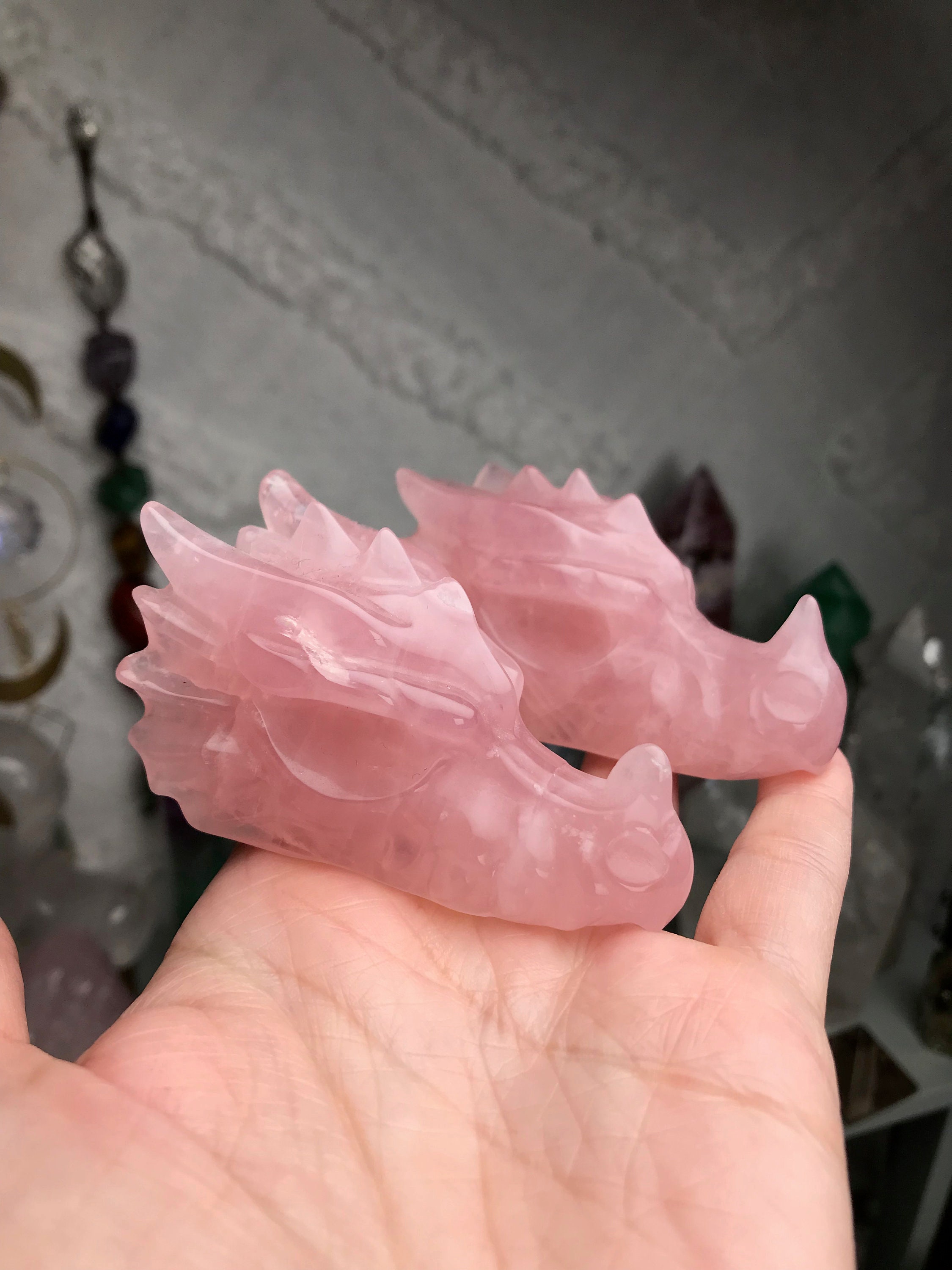 Rose Quartz Crystal Dragon Head Crystal Dragon Skull | Etsy