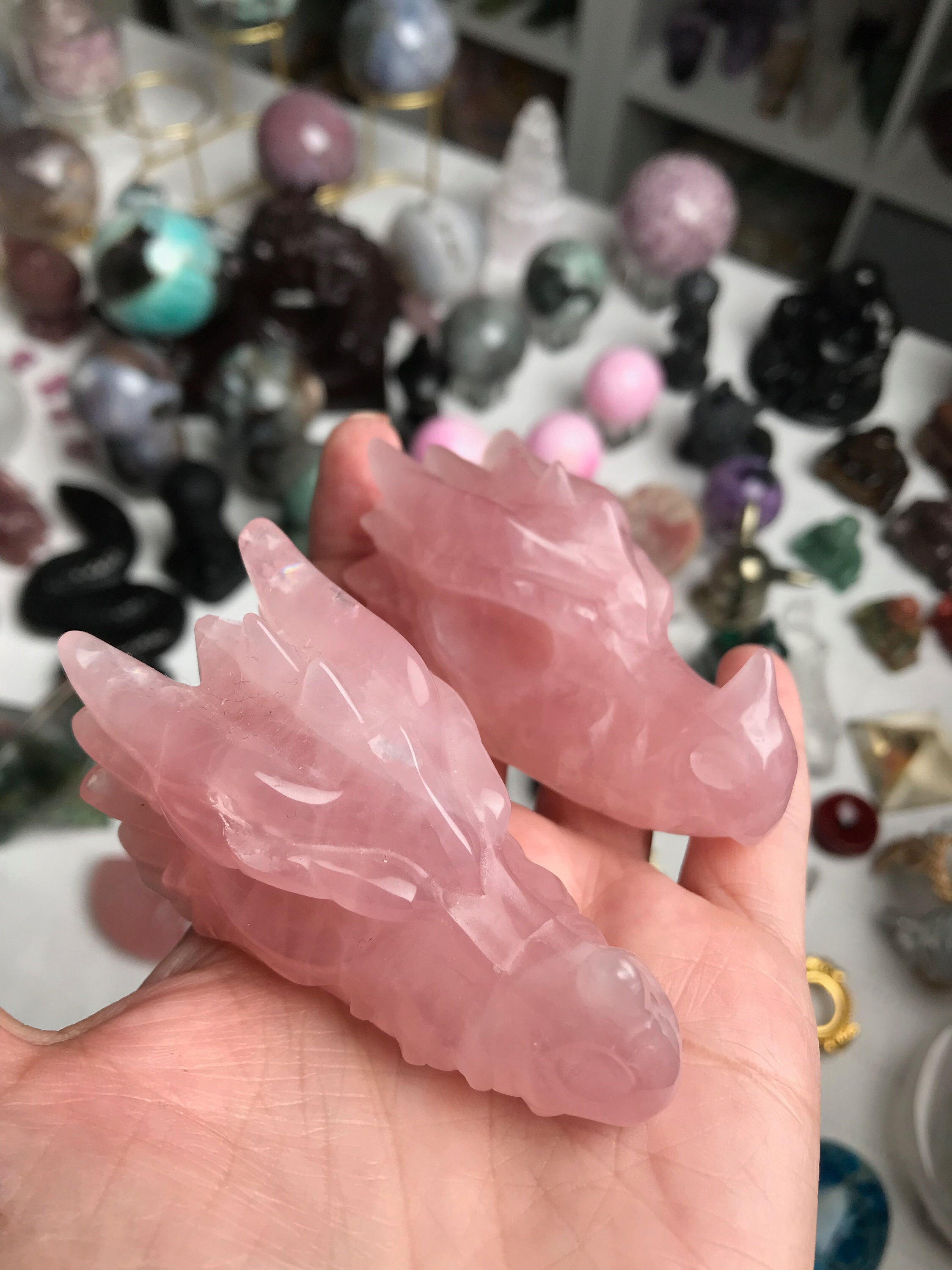 Rose Quartz Crystal Dragon Head Crystal Dragon Skull | Etsy