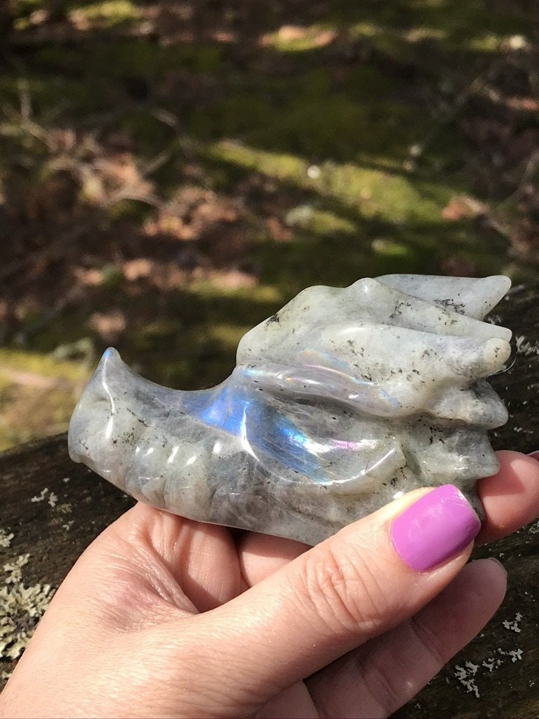 Labradorite Dragon Head for Transitions, 3.5 Inch, Exact Item as ...