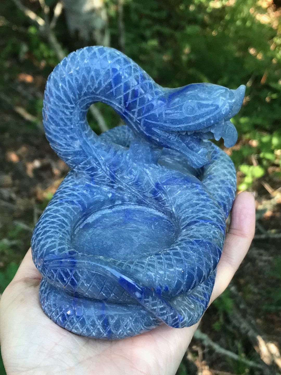 Snake Dragon Twin Tea Light Candle Holder, Altar Offering Bowl, Blue ...
