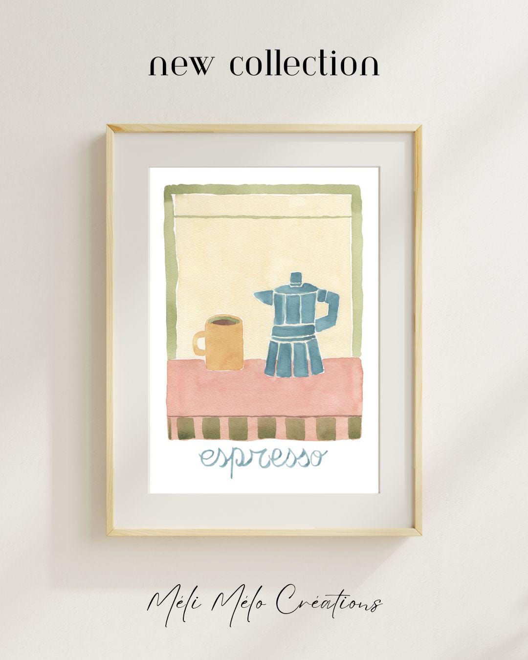 Coffee Shop Breakfast Poster, Painting Print, Coffee Machine and Coffee ...