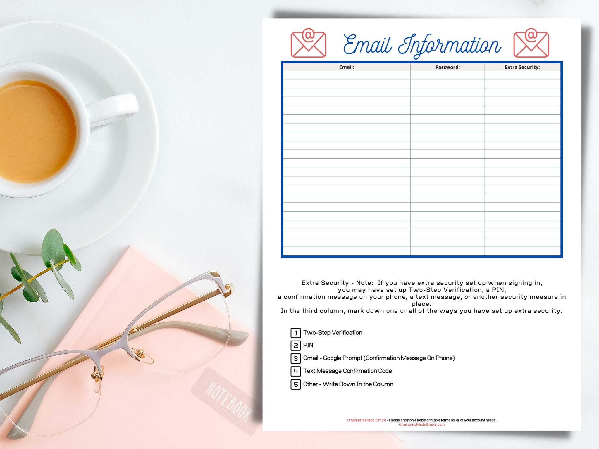 Email Organizer - Keep A List of Your Emails and Passwords Handy ...