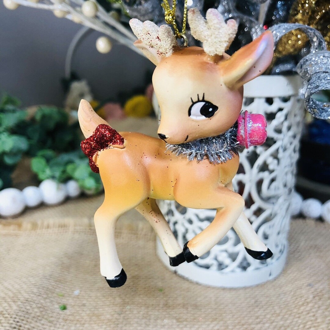Vintage Style Standing Reindeer Girl Christmas Deer Ornament Small ...