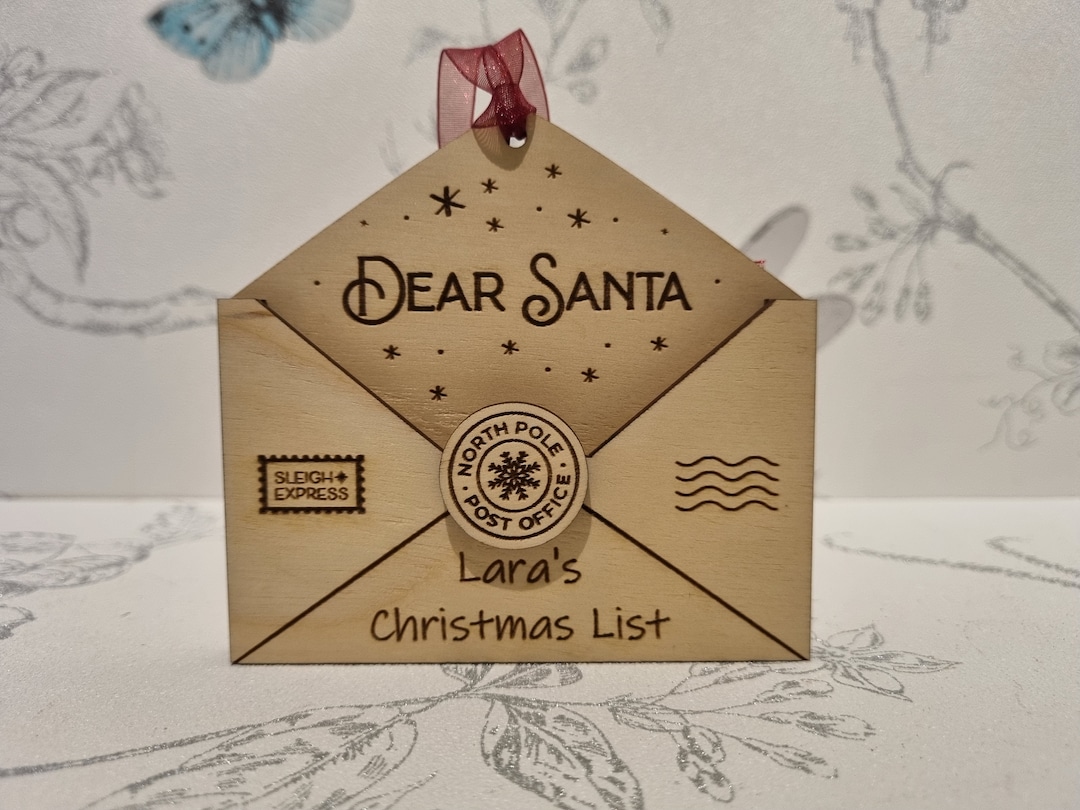 Personalized Letter to Santa Wooden Envelope Ornament - Etsy