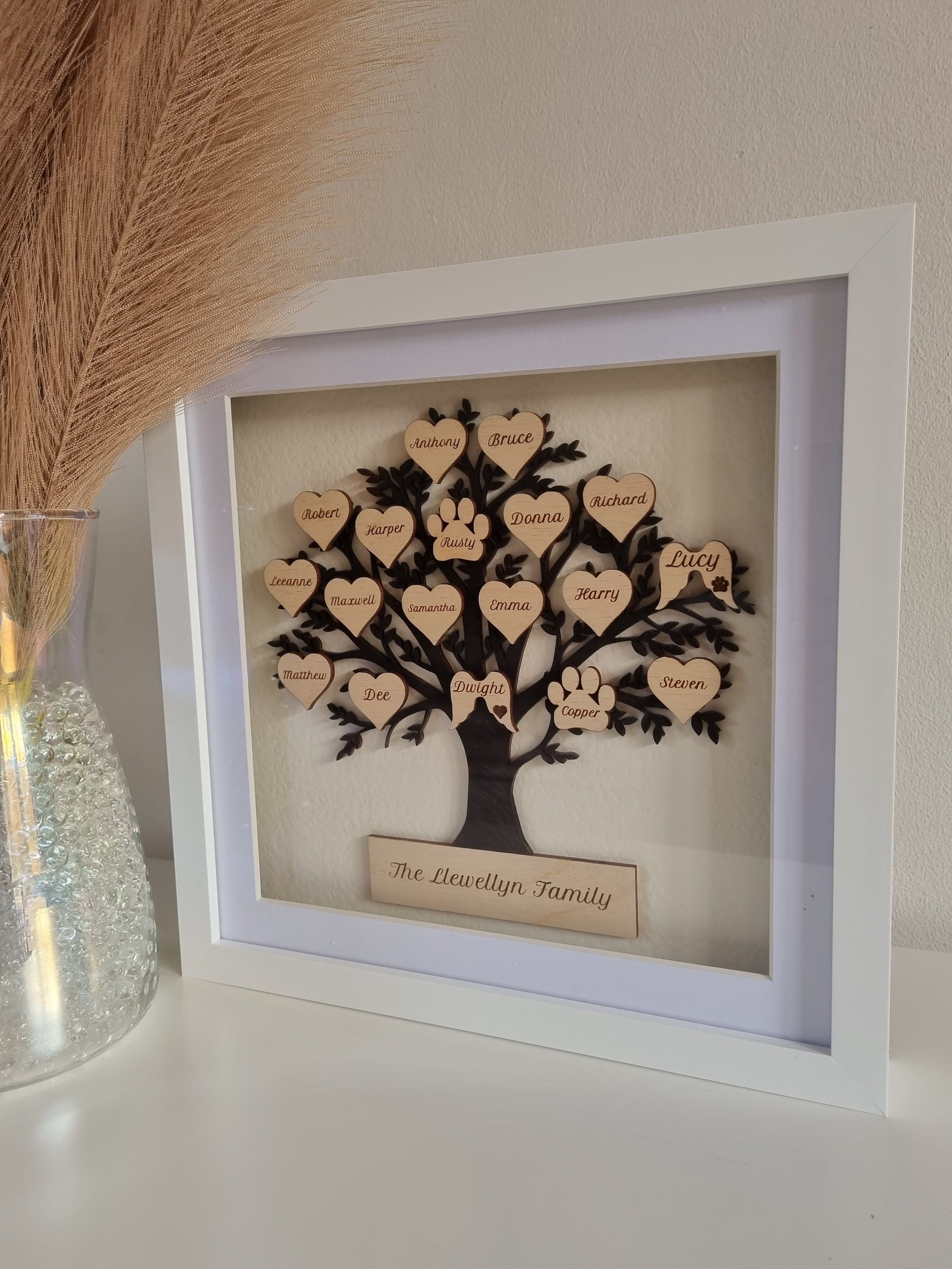 Framed Family Tree Framed Tree of Life Wooden Family Tree | Etsy