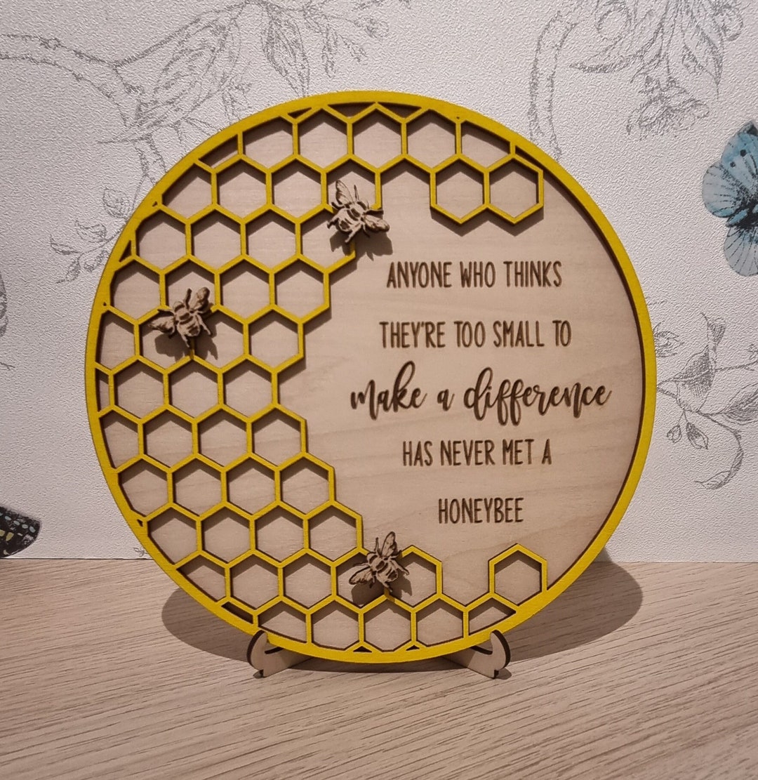 Honeybee Themed Wooden Sign | Bee-positive Motivational Decor - Etsy