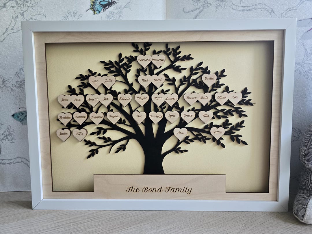 Large Custom Family Tree - Wooden Framed Tree - Framed Family Tree - Etsy