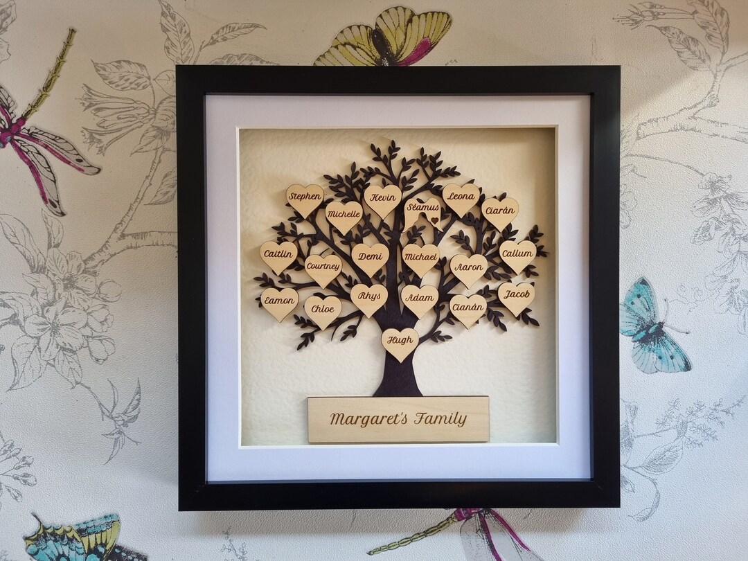 Framed Family Tree Framed Tree of Life Wooden Family Tree Laser Cut ...