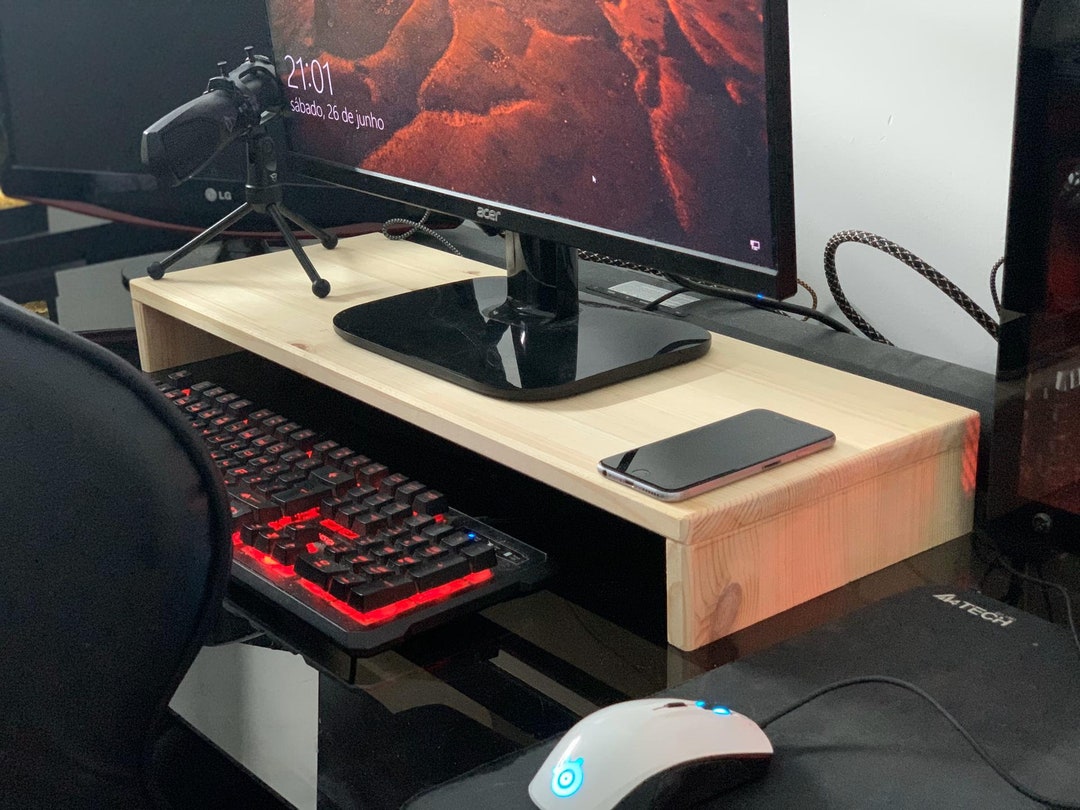 Screen Stand / Pine Wood Stand / Monitor Stand / Desk Stand / Pine Wood ...