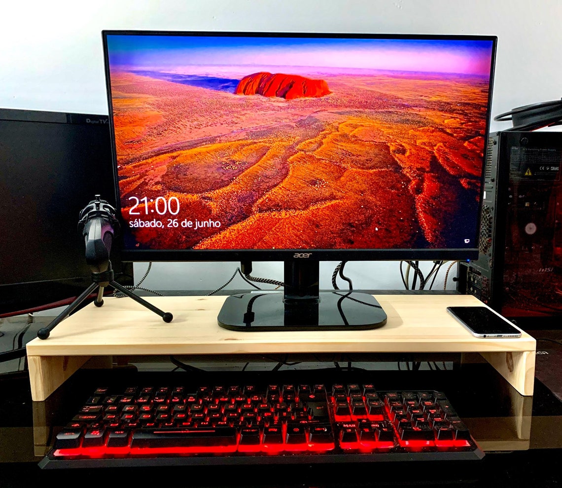 Screen Stand / Pine Wood Stand / Monitor Stand / Desk Stand / - Etsy