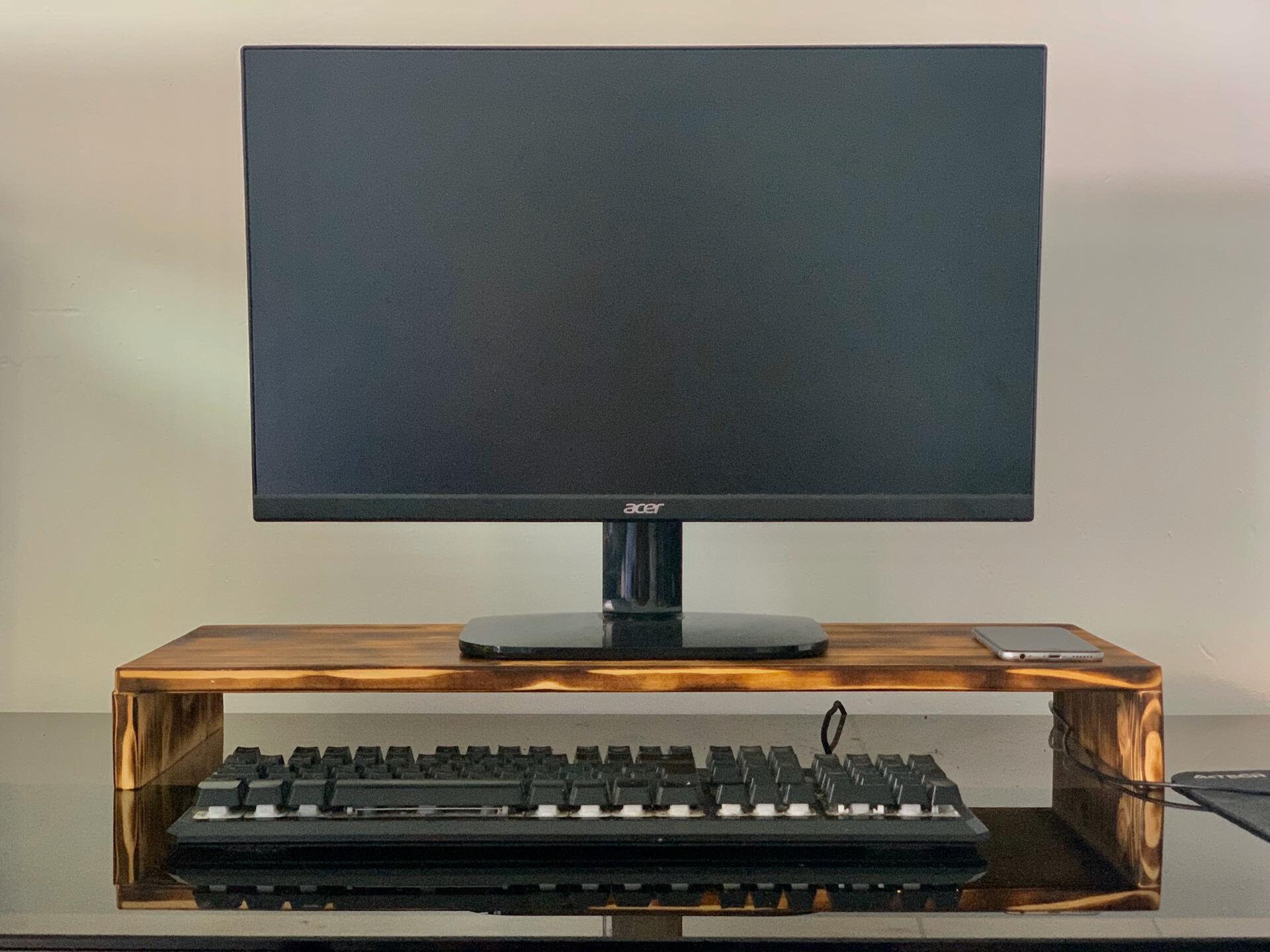 Rustic Monitor Stand/ PC Sctand/ Burned Monitor Stand / Wood Stand - Etsy