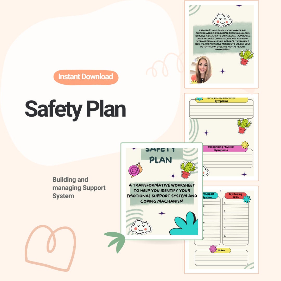Safety Plan Worksheet Skillful Counsellor Decoration Therapy Aid Kids ...