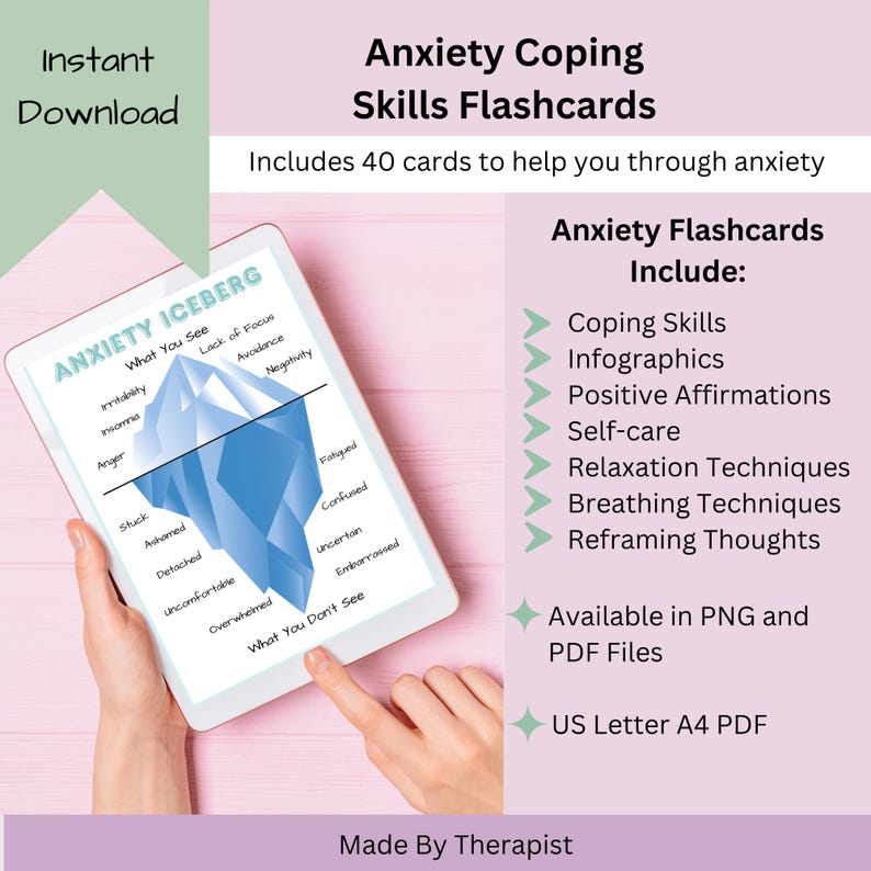 Anxiety Therapy Flashcards Coping Skills for Anxiety Pyscology Tools ...