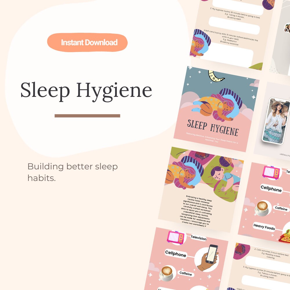 Daily Routine Journal Sleep Hygiene Worksheets Sleep Habits Acceptance ...