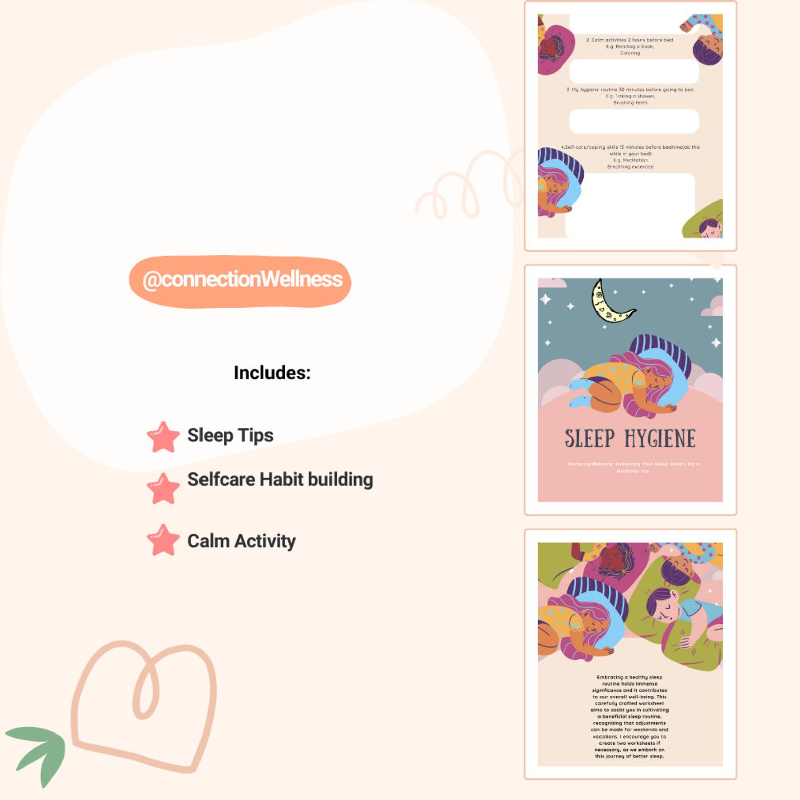 Daily Routine Journal Sleep Hygiene Worksheets Sleep Habits Acceptance ...