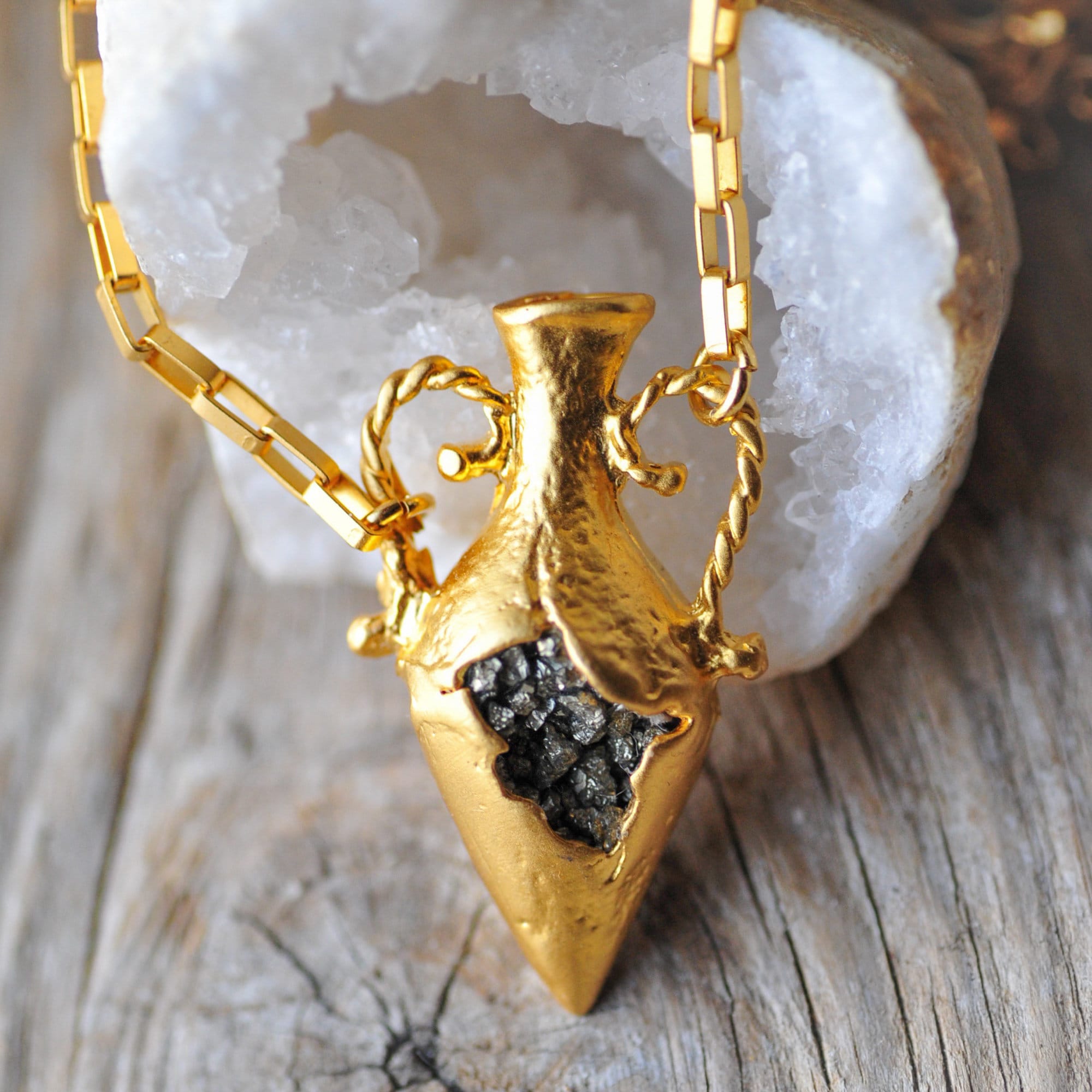 Ancient Amphora Necklace Roman Empire Jewelry Collector Crusted Pyrite ...