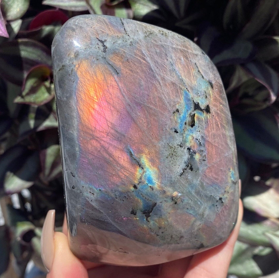 SUNSET PINK LABRADORITE Free Form, Pink Flash Labradorite Stone, Large ...