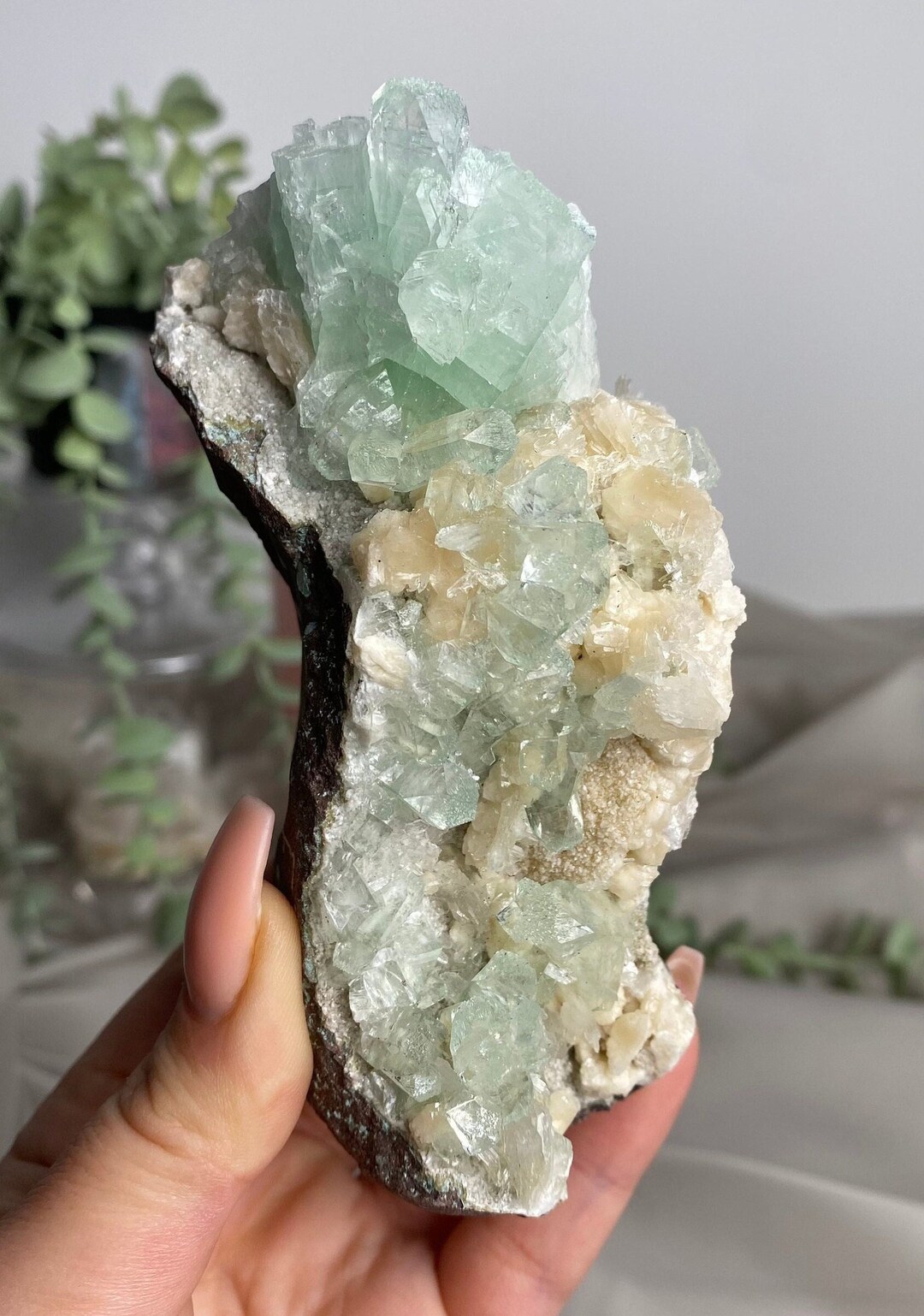 Rare GREEN CUBIC APOPHYLLITE Self-standing Display Piece, Green ...