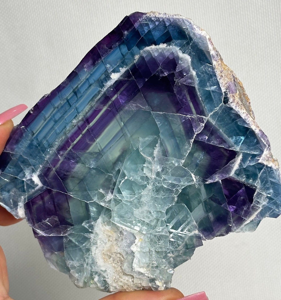 Stunning Natural Blue & Purple Fluorite Slab, Polished High Grade ...