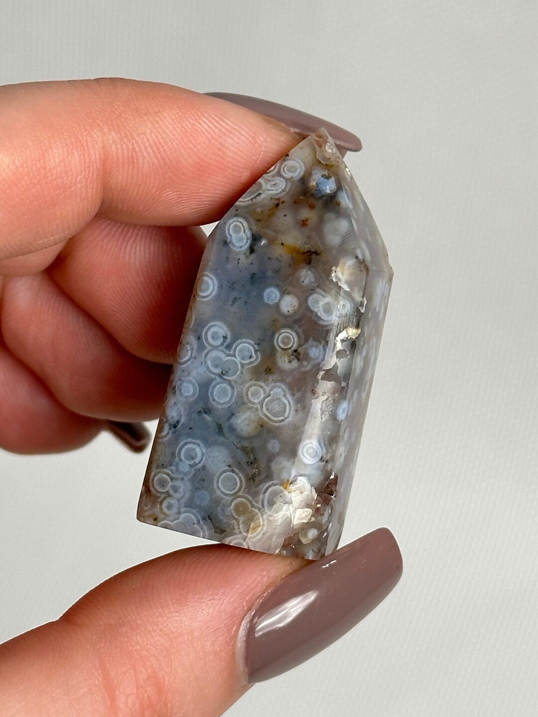 Pastel Blue Ocean Jasper Tower: Rare Orb Crystal - Etsy
