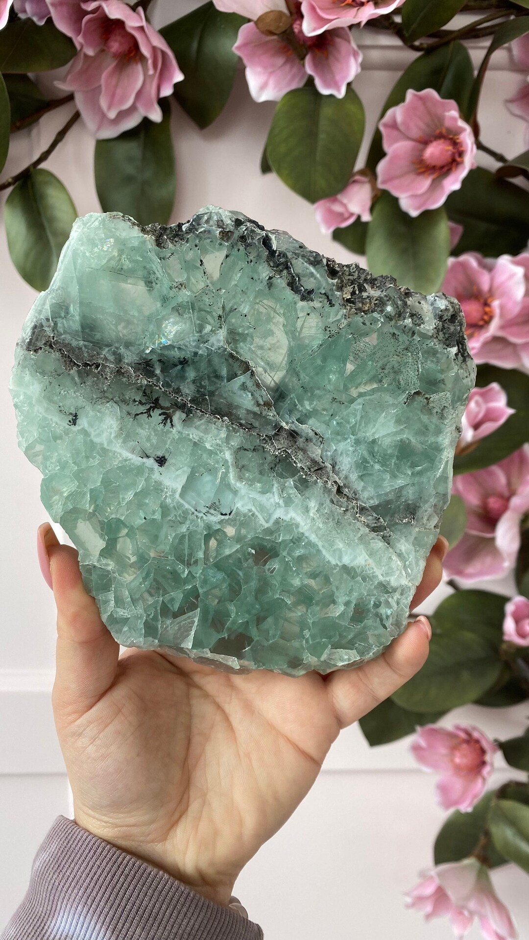 Stunning Natural DENDRITIC GREEN FLUORITE Slab, Green Fluorite Plate ...