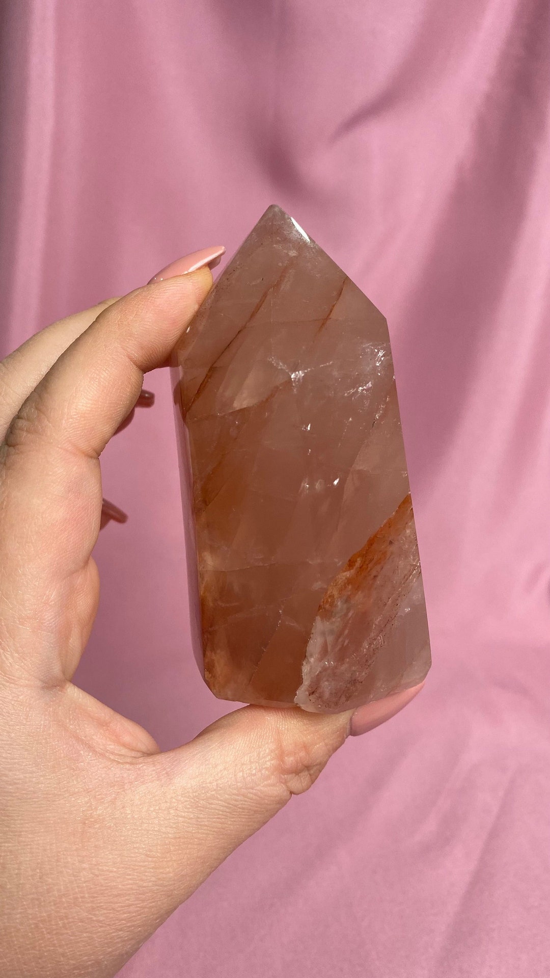 HEMATOID ROSE QUARTZ Tower, Rare Rose Quartz With Hematoid Crystal ...