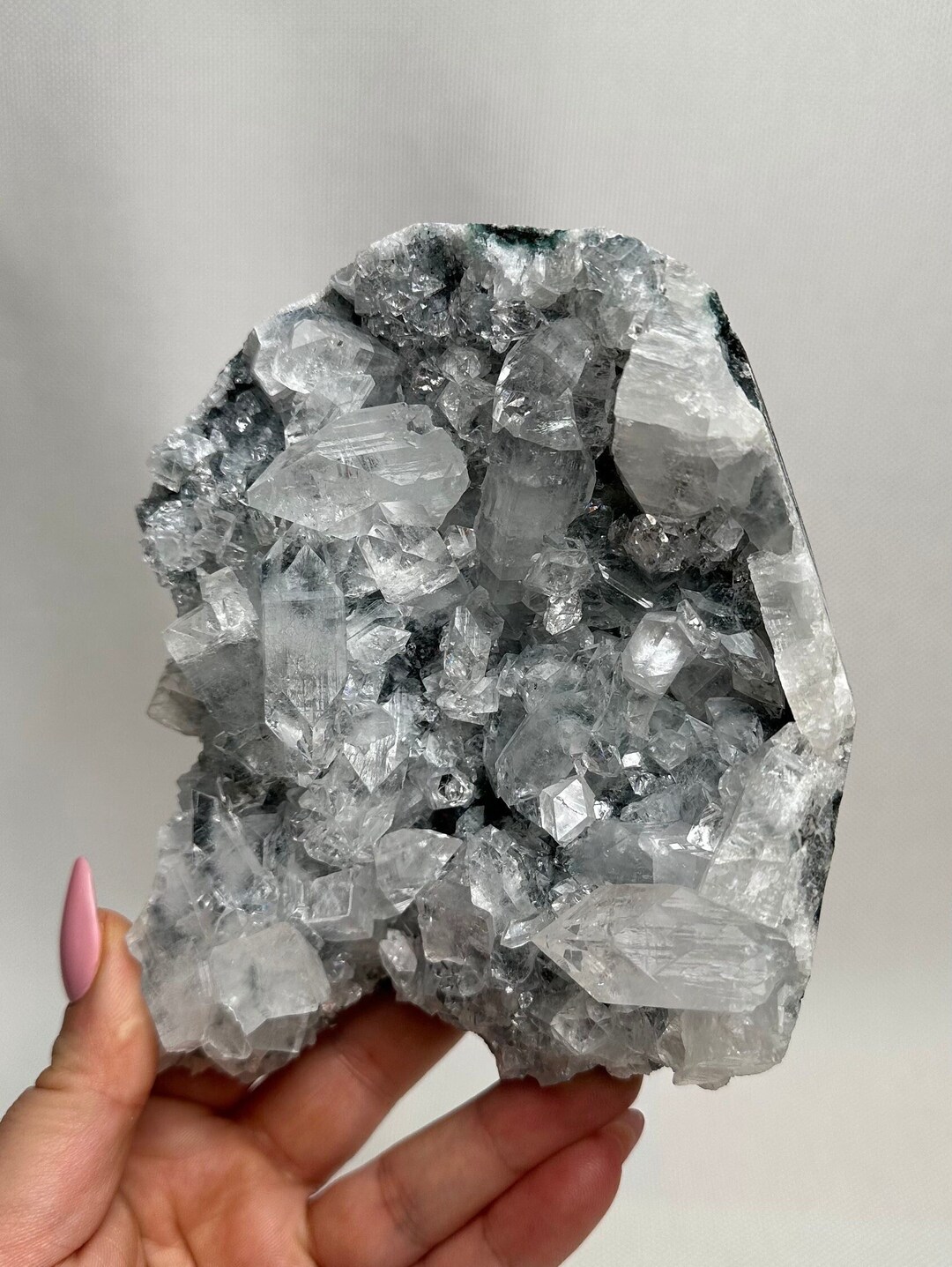 Large Rare Gemmy Apophyllite on Blue Chalcedony Cluster, Super Grade ...
