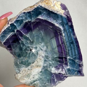 Stunning Natural Blue & Purple Fluorite Slab, Polished High Grade ...