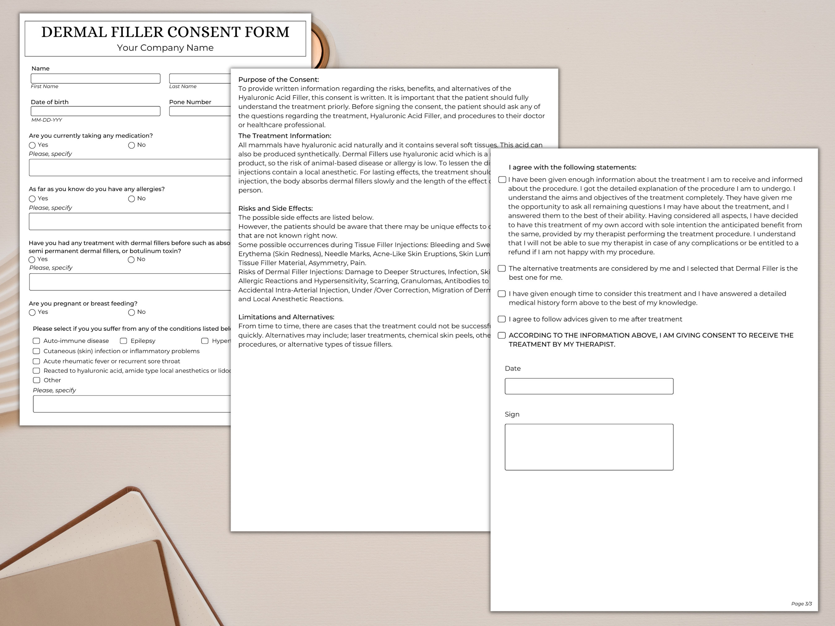 Dermal Filler Consent Form Esthetician Printable Forms - Etsy