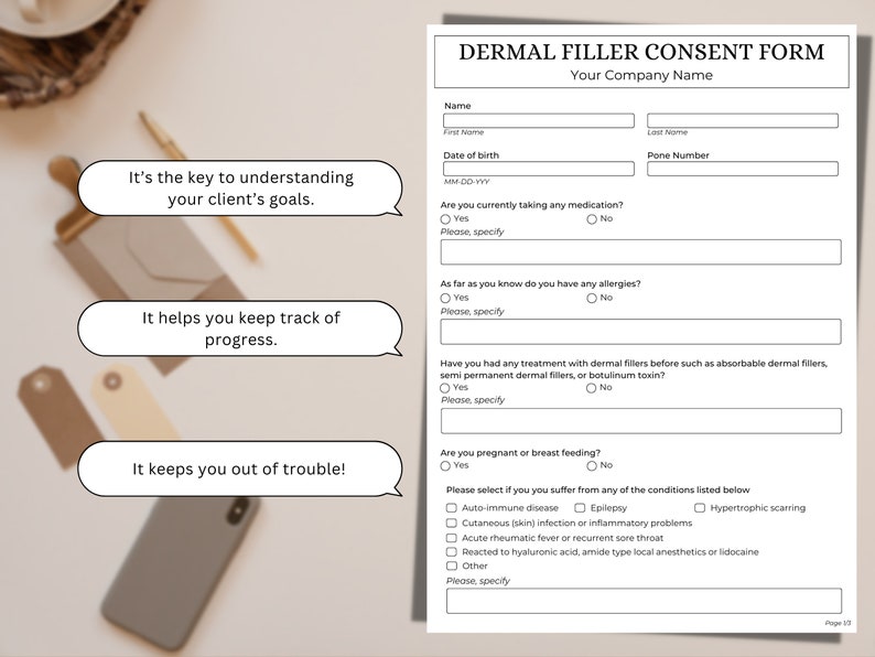 Dermal Filler Consent Form Esthetician Printable Forms - Etsy