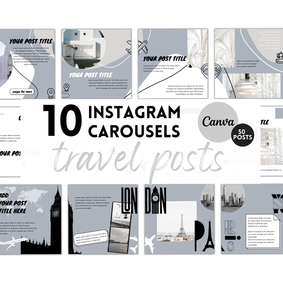 TRAVEL Carousel Instagram Template Boost Engagement Canva Templates ...